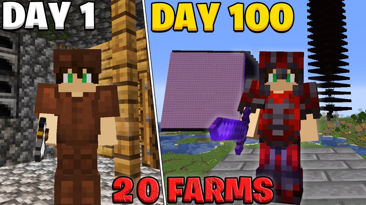 20 of the Best Farms in 100 Minecraft Days Challenge - YouTube