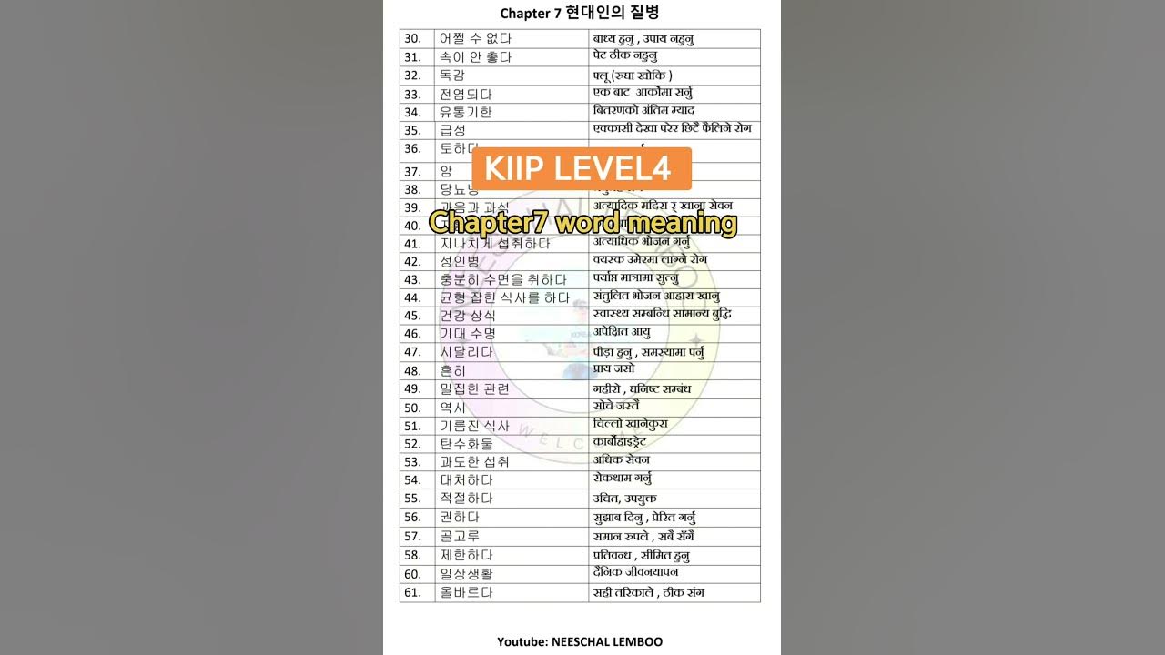 KIIP LEVEL4 Chapter7 word meaning #kiip #사회통합프로그램 #4단계 #어휘 #단어장 #kiip #neeschallemboo# ...