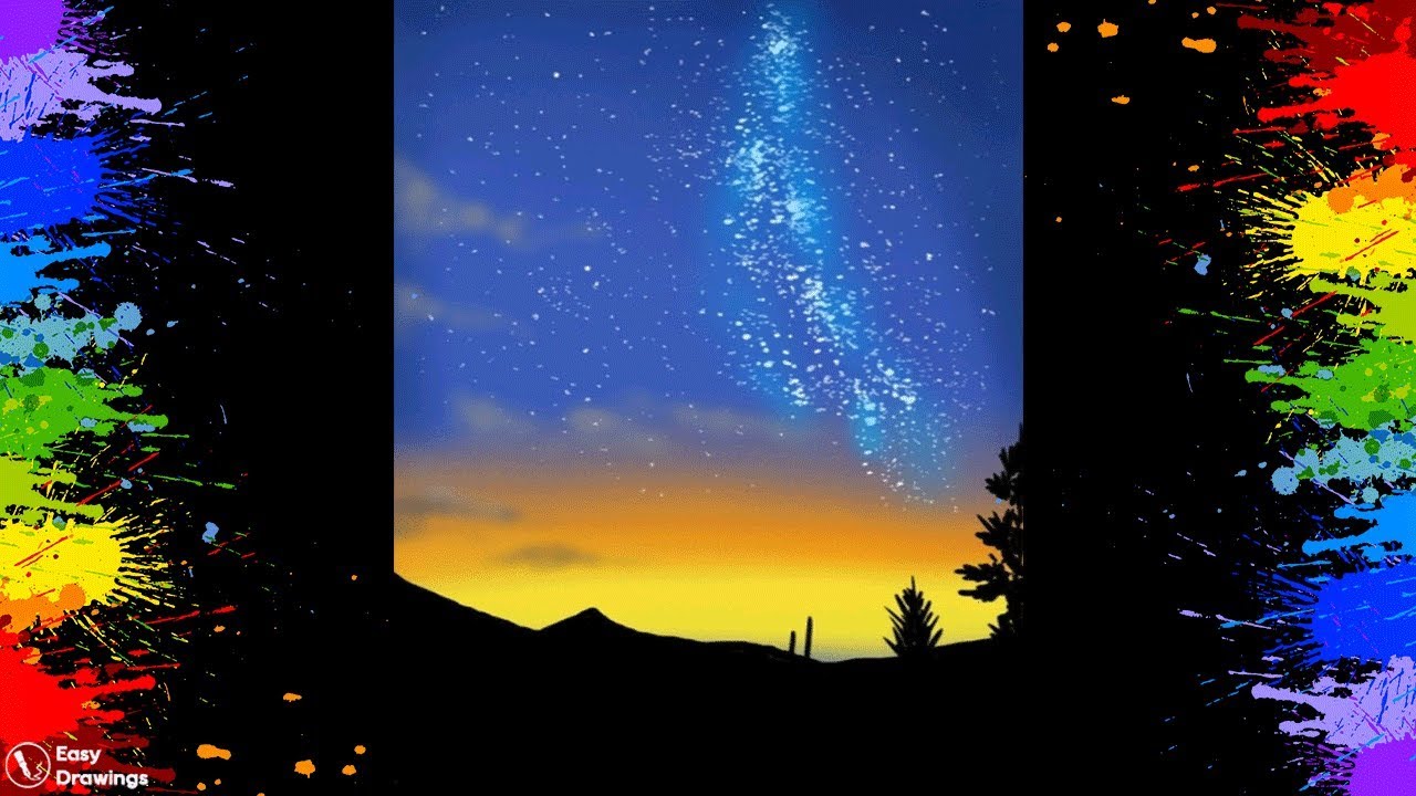 How to draw sky with stars - YouTube