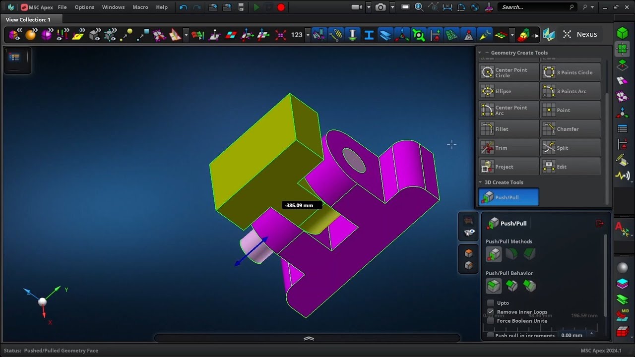 Use the push/pull and split surfaces tool in MSC Apex - YouTube