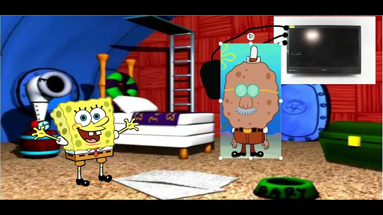 Old SpongeBob And Sandy Makes SpongeBob's Chair Fall Down The Stairs ...