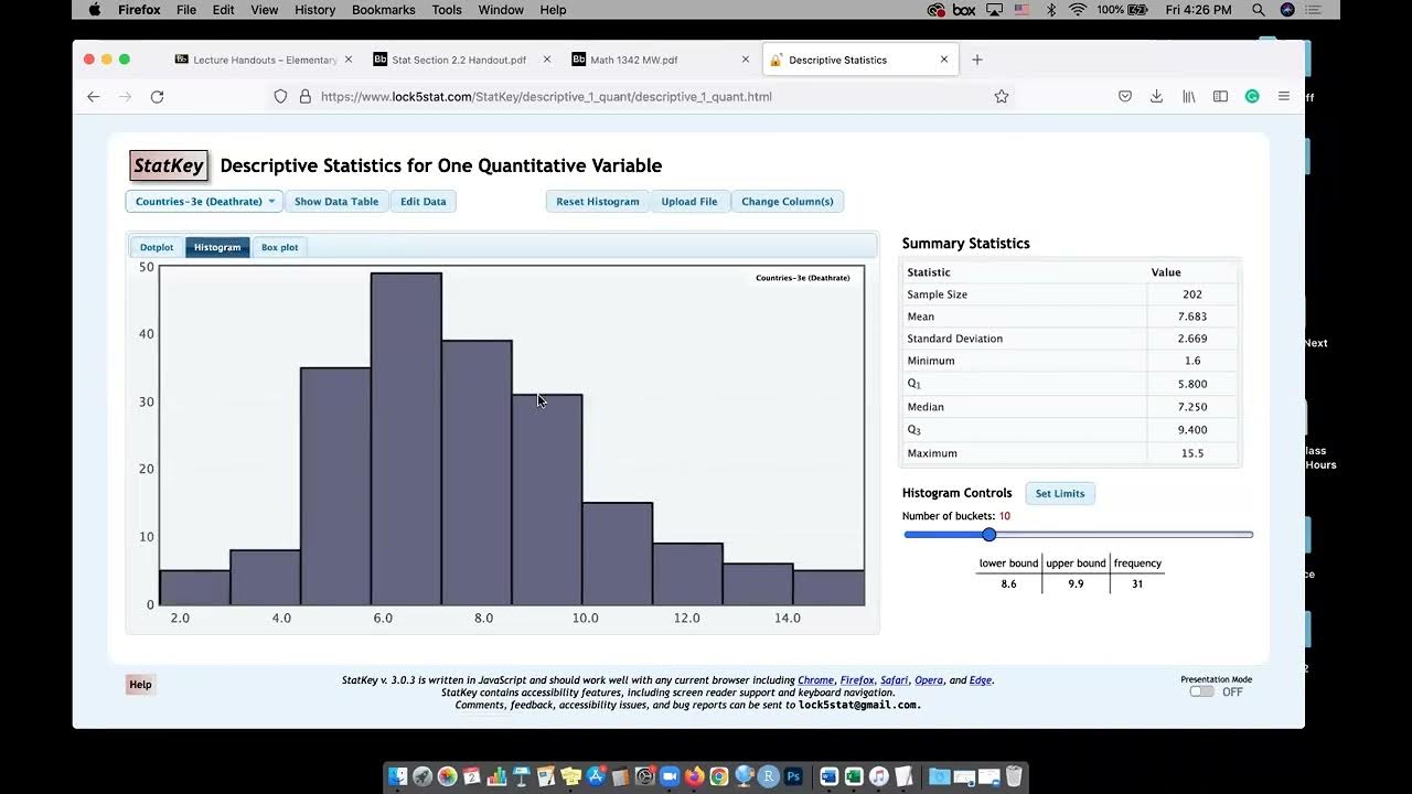 StatKey 2.2 Quantitative Variable - YouTube