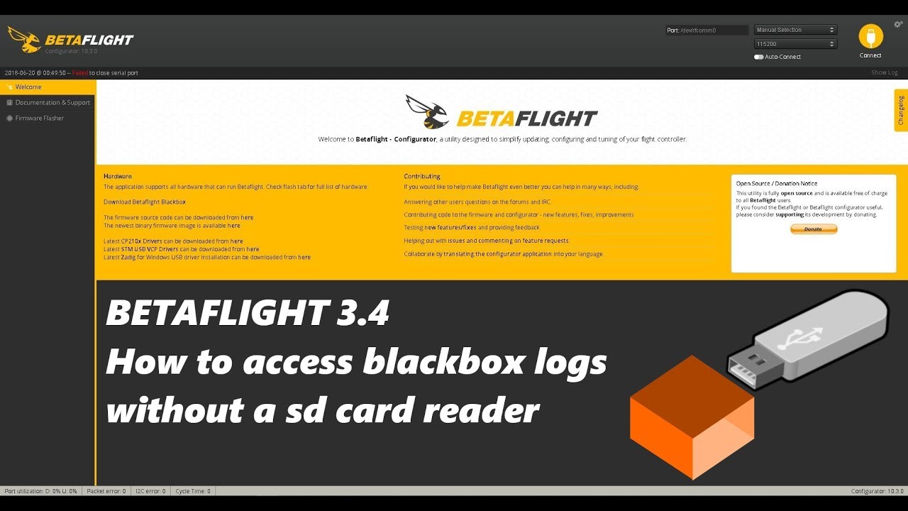 Betaflight 3.4 - How to access blackbox logs without sd card reader ...