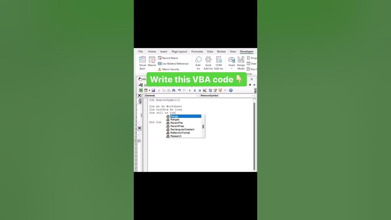 Data Cleaning: Remove Symbol with VBA #shortsvideo #vba #automation - YouTube