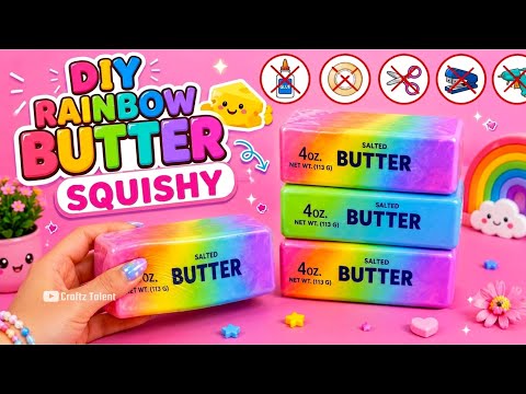 DIY Viral Rainbow Butter Squishy No Glue, Tape & Scissors/ Paper craft/ Easy craft ideas/ Tiktok