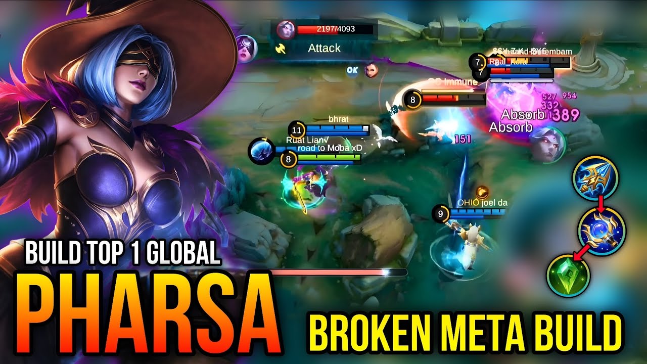 INSANE DAMAGE PHARSA!! BROKEN META BUILD!! BUILD TOP 1 GLOBAL PHARSA ...