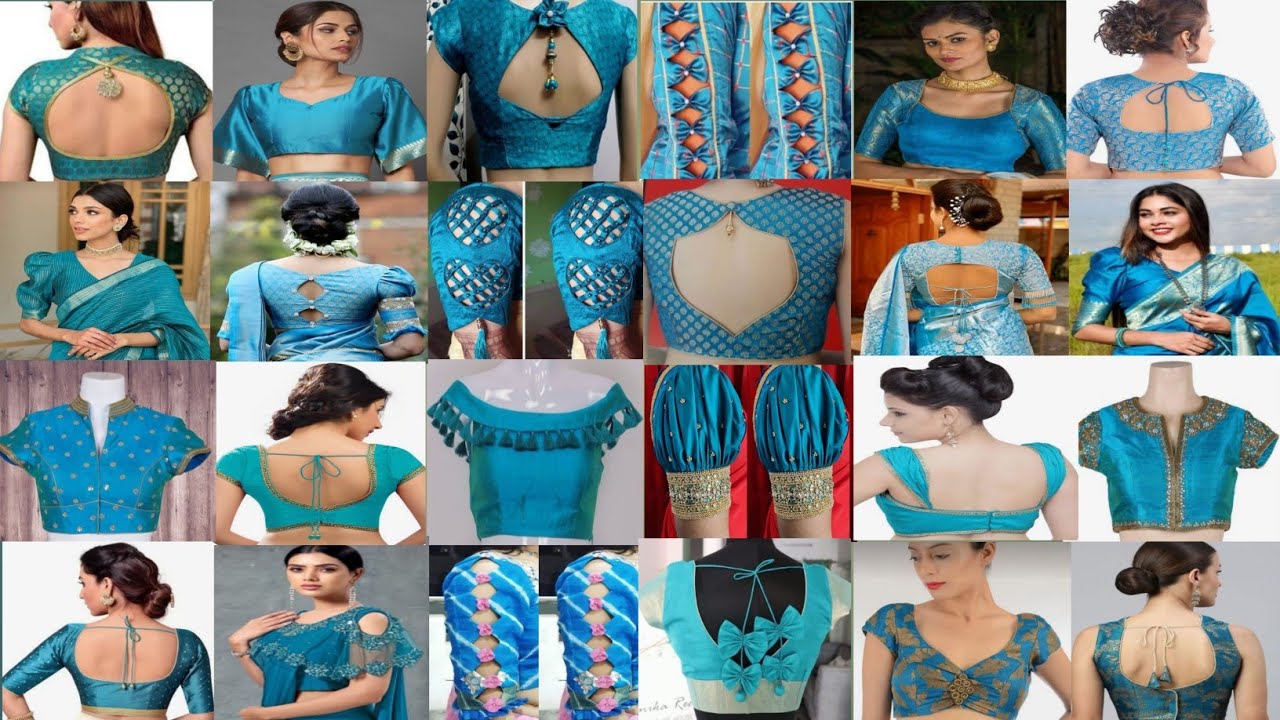 💙sky blue colour blouse sleeves designs/blouse designs new model ...
