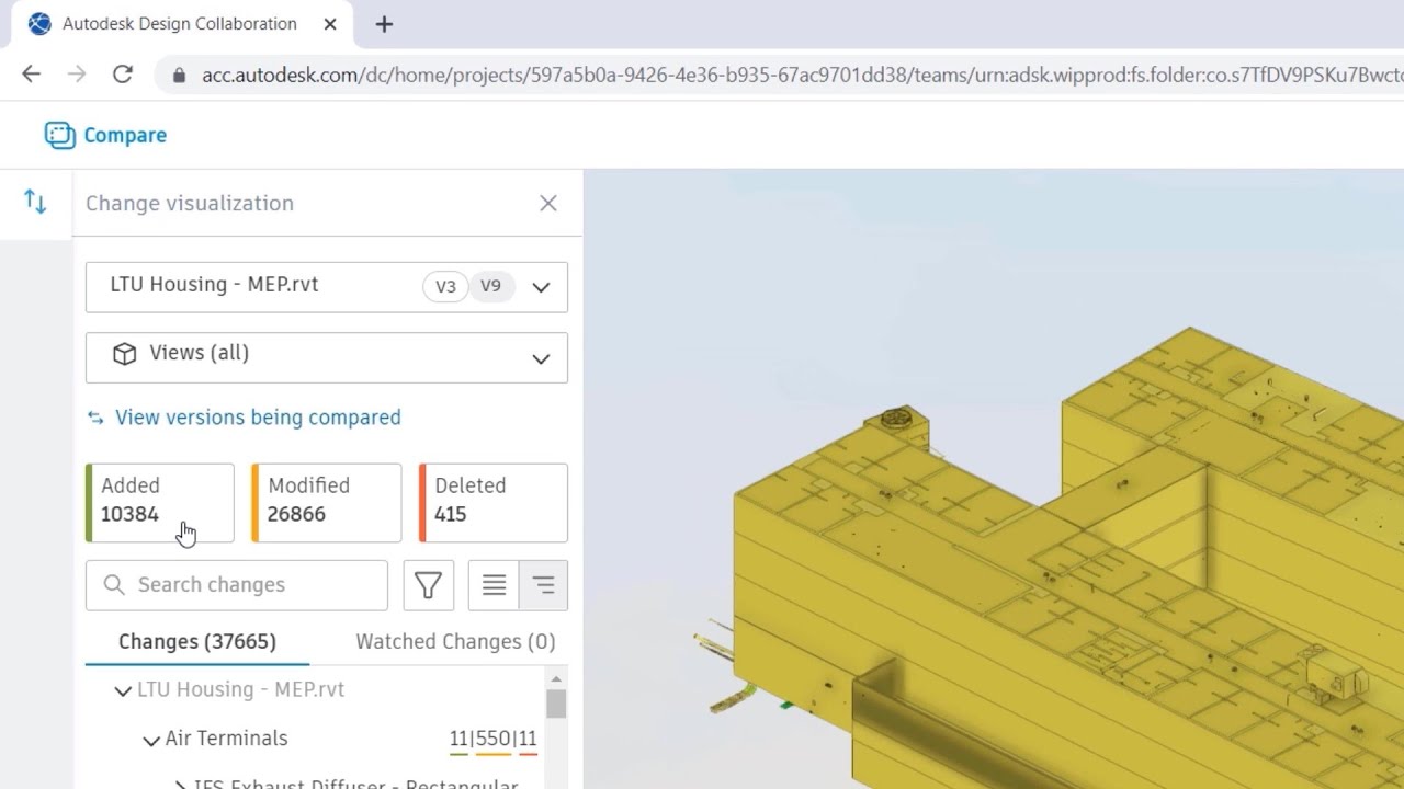 Change Analysis Tool in Design Collaboration | Autodesk® BIM ...