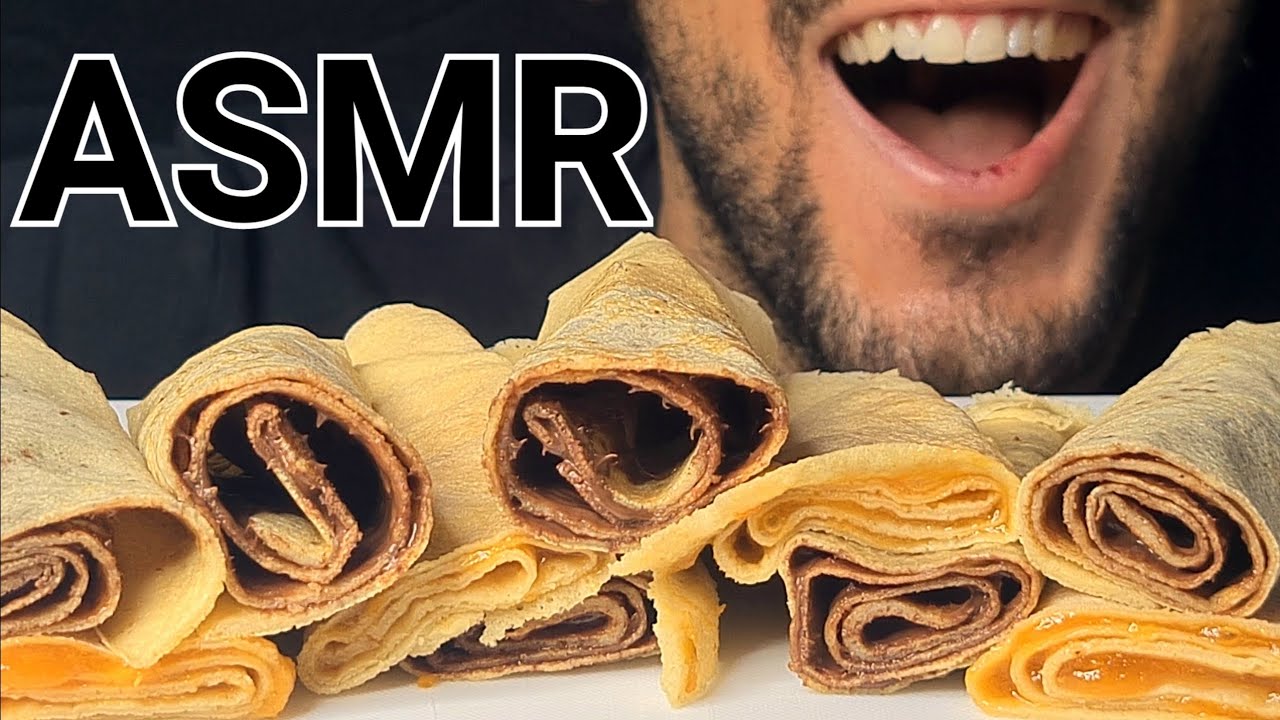 ASMR NUTELLA CREPE & PEACH JAM (EATING SOUNDS) NO TALKING MUKBANG - YouTube