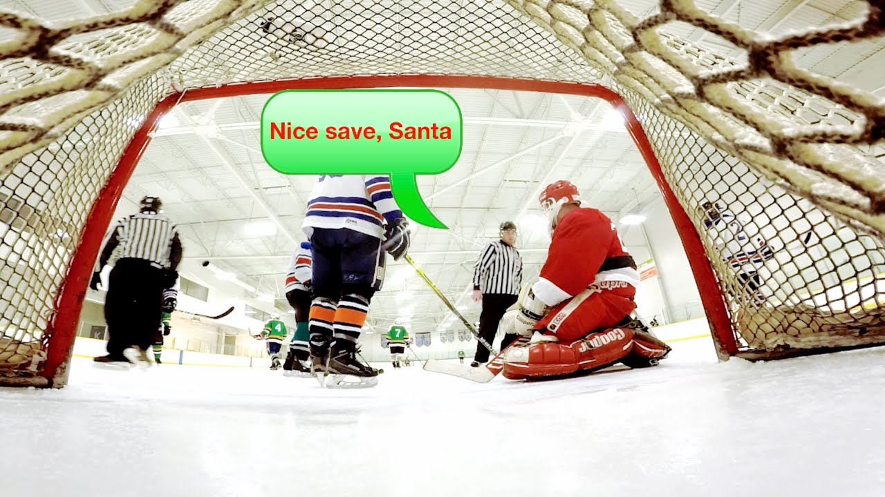 Santa Claus played vintage goalie and it was all caught on Go-Pro ...