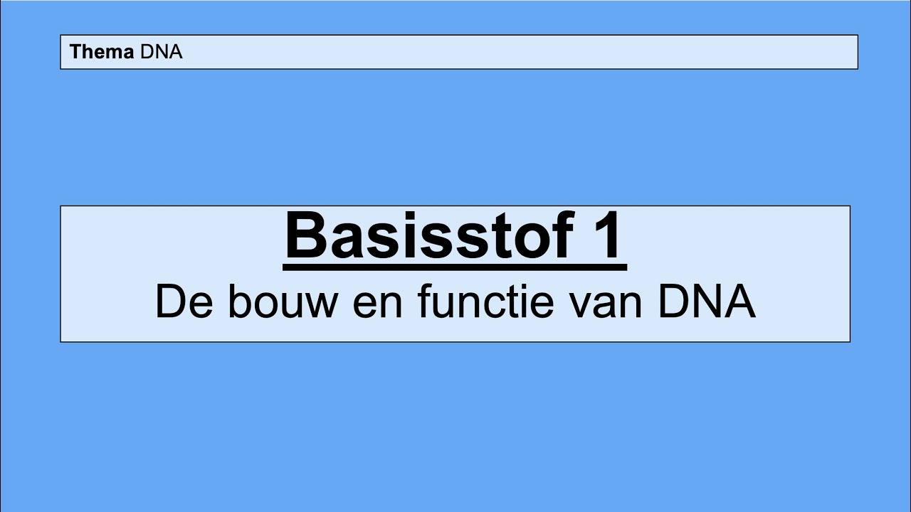 Havo 5 | DNA | Basisstof 1 De bouw en functie van DNA - YouTube