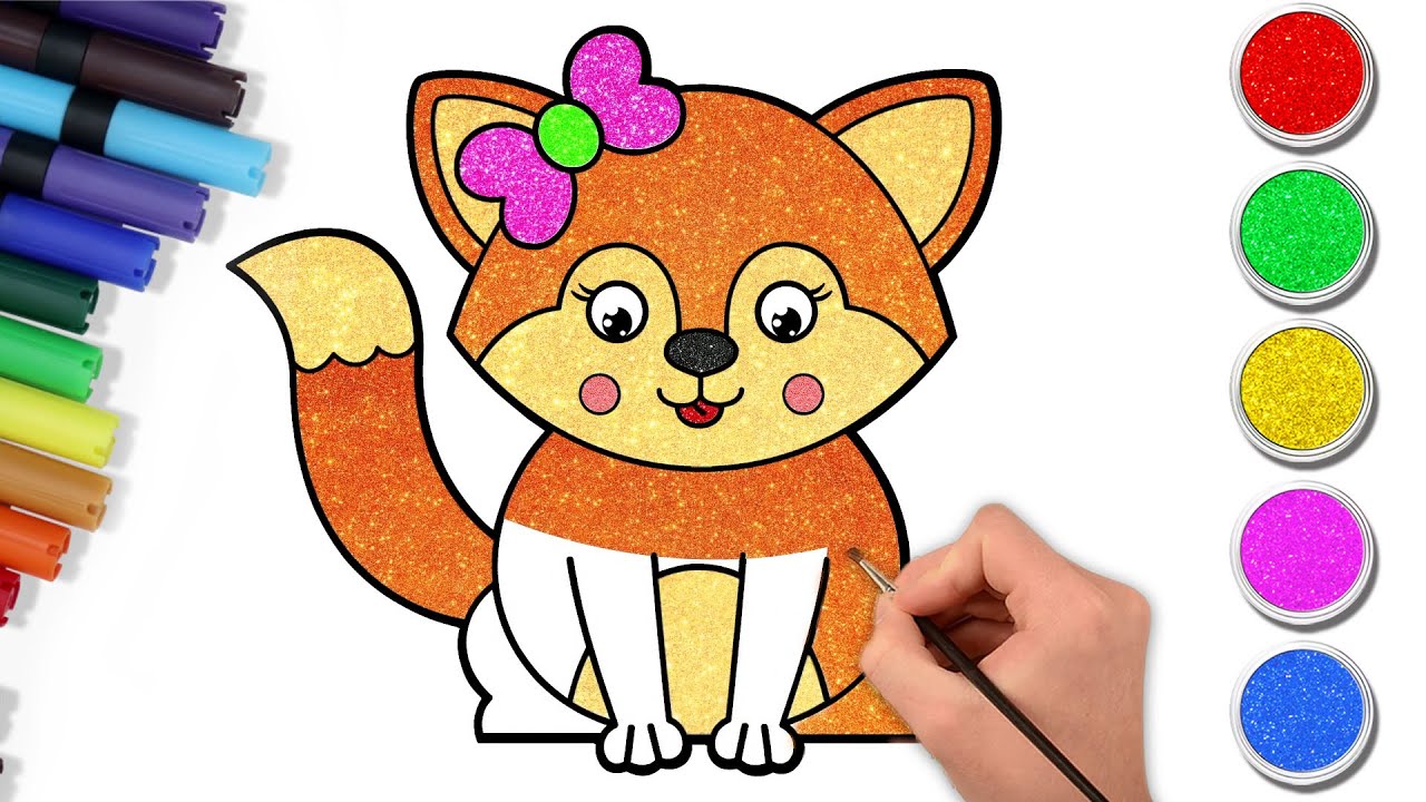 Chiki Art | How to Draw a Fox Easy | Glitter Drawing and Coloring for ...