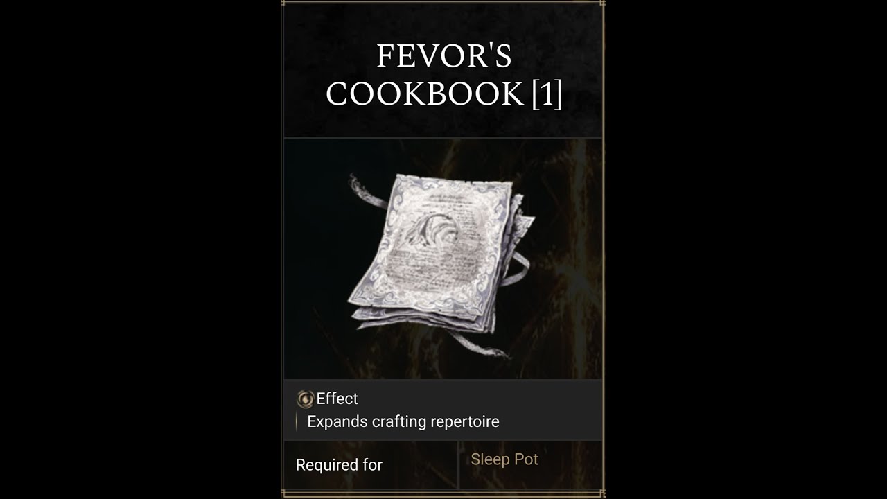 Elden Ring Where to find Fevor's Cookbook [1] - YouTube