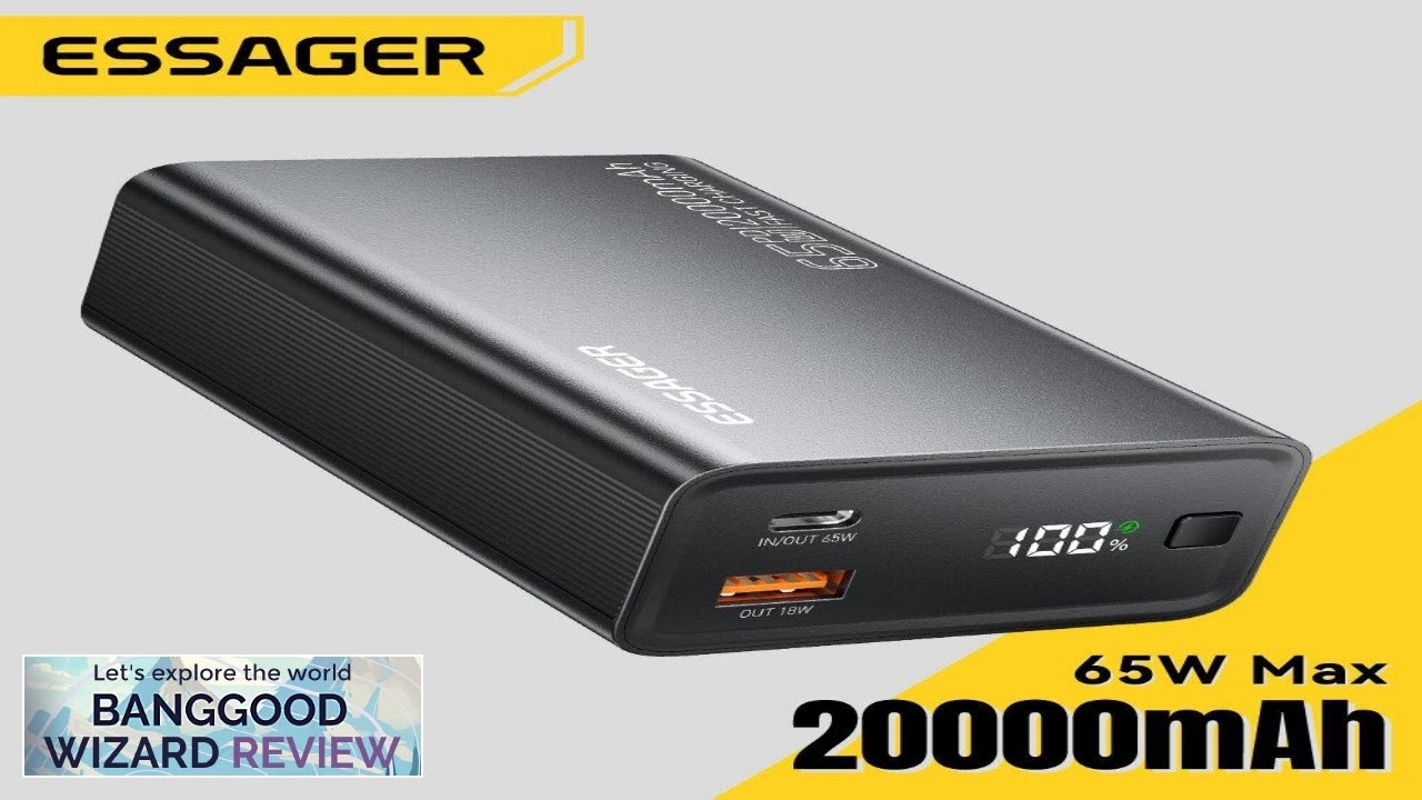 ESSAGER F2014 20000mAh 65W Digital Display PD2.0/3.0 PPS QC2.0/3.0/4.0 ...