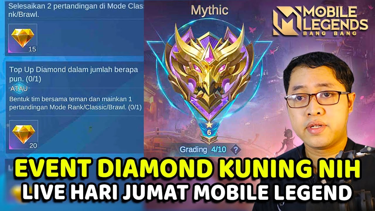 🔴 LIVE EVENT DIAMOND KUNING + PUSH RANK MYTHIC ⭐6 SAMPAI ⭐100 MABAR VIP ...