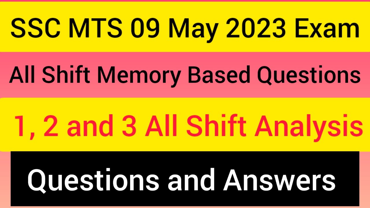 SSC MTS 1st, 2nd & 3 rd Shift Answer Key 09 May 2023 || SSC MTS All ...