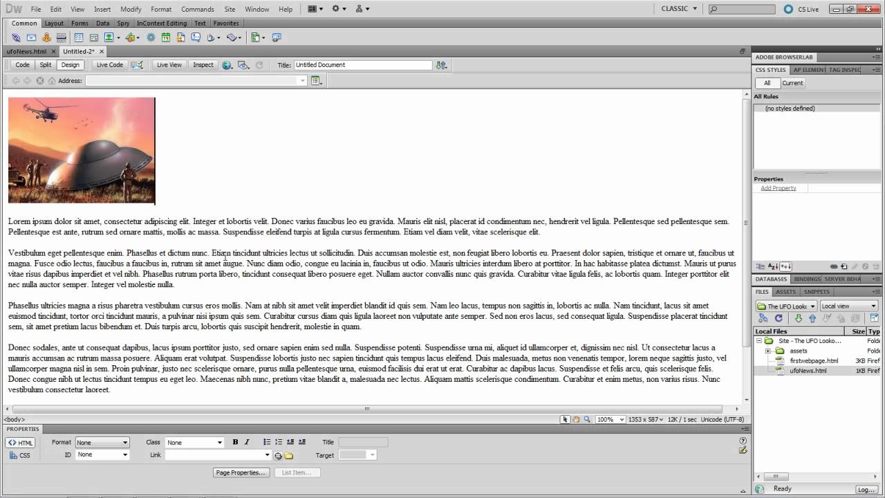 Dreamweaver Cs5 3 Css Formatting Crash Course Web Design 1990
