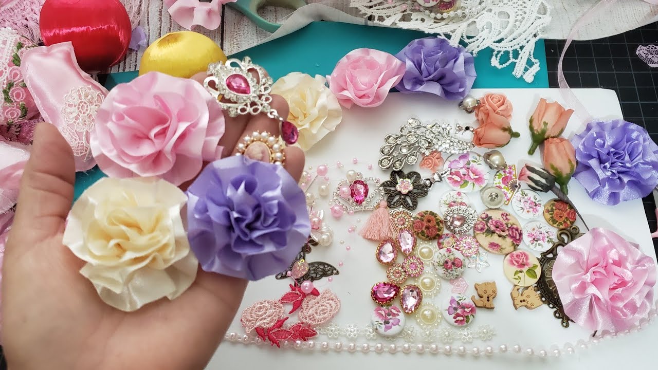 Satin Flower Tutorial, Easy no sew DIY carnation and Bling Pink Jewelry ...