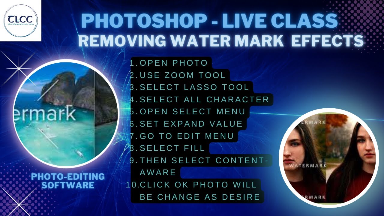 Photoshop Water Mark Effect Live Class | TLCC - YouTube
