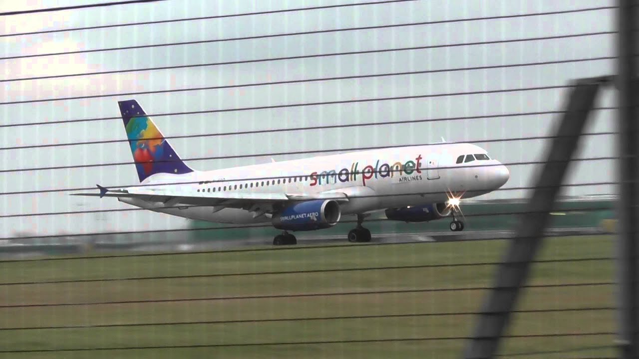 Small Planet A32 plane lands London Stansted Airport 1dec15 315p from ...