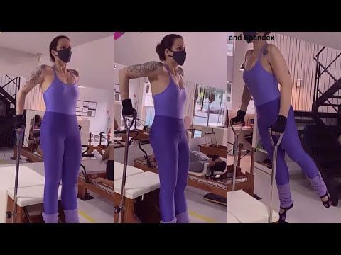 Purple spandex unitard for pilates | testing