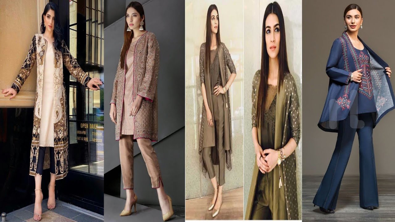Gorgeous and stylish front open double shirt design/party wear dress ...