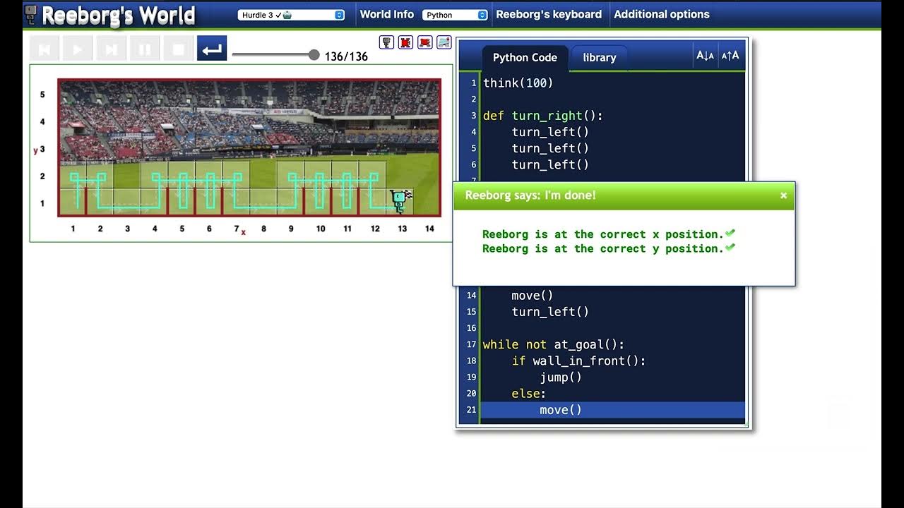 Reeborg's World Hurdle 3 | Python Solution - YouTube