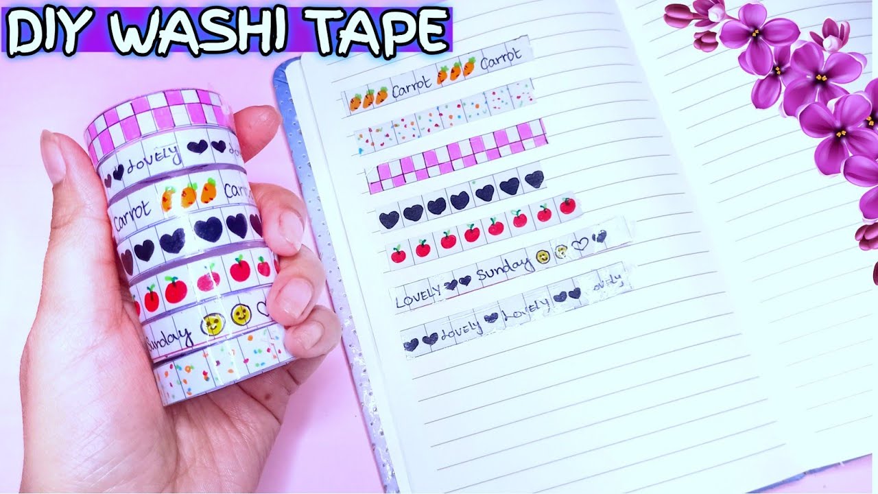 DIY NOTEBOOK PAPER WASHI TAPE / How to make Washi tape / Easy paper ...