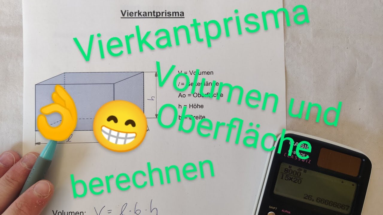Vierkantprisma | Quader | Volumen und Oberfläche berechnen | leicht ...