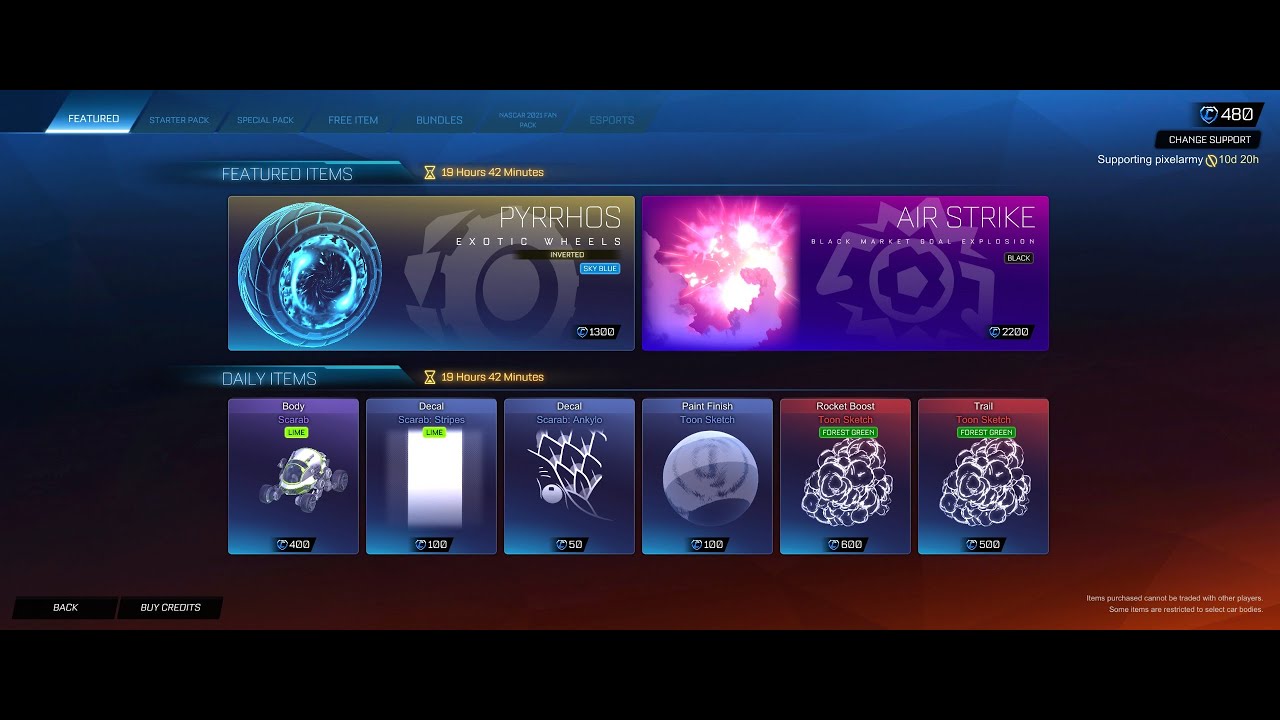 Rocket League Item Shop: 8th May 2021! Pyrrhos: Inverted Sky Blue, Air ...