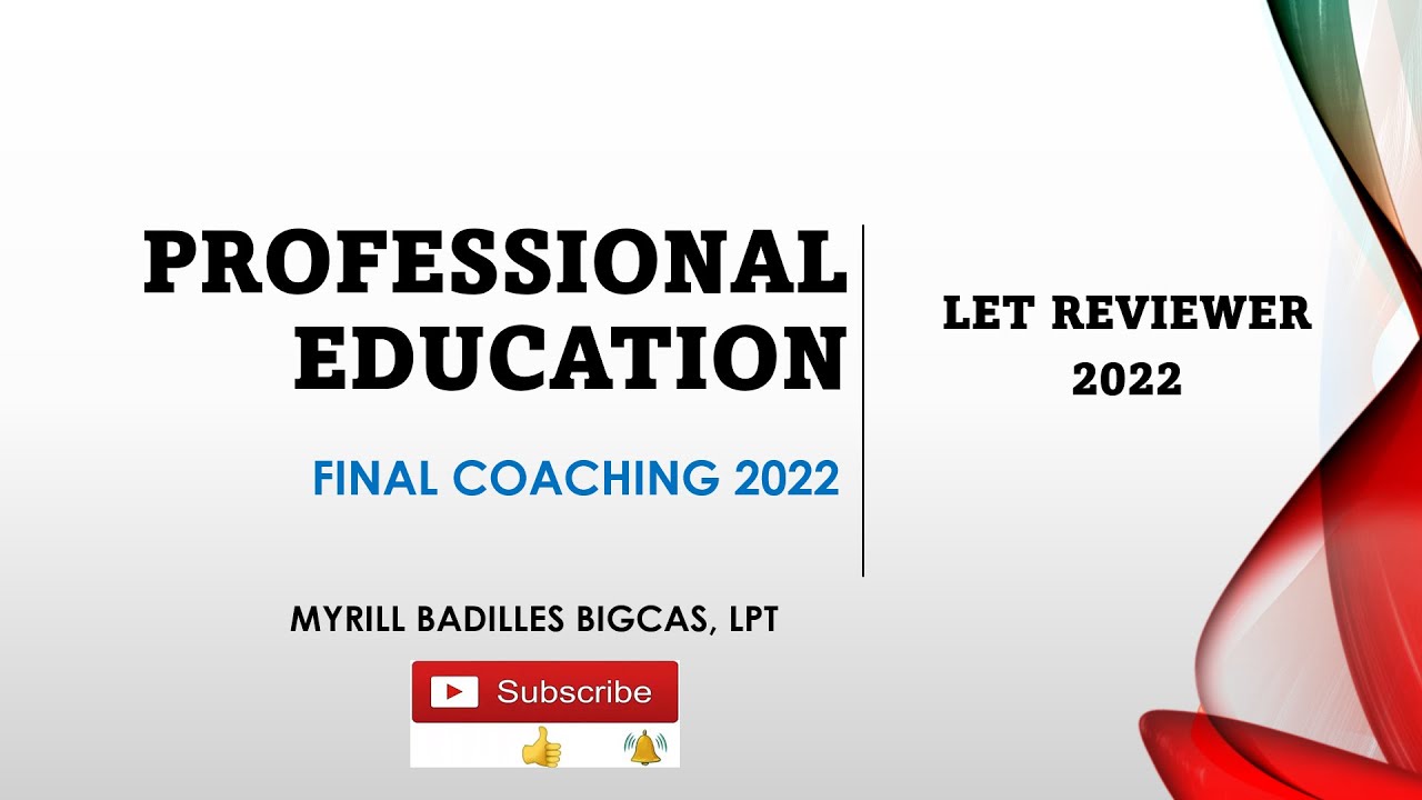 PROFESSIONAL EDUCATION LET REVIEWER 2022 - YouTube
