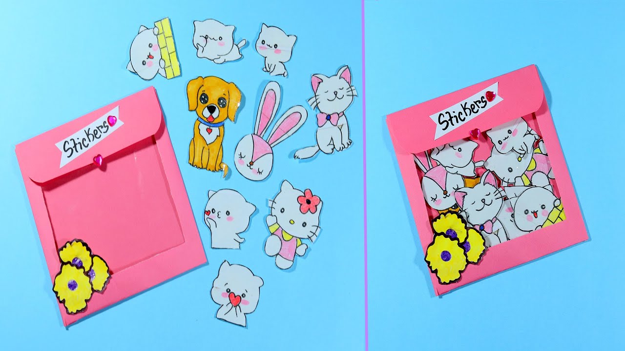 How to Make Paper Stickers with Pouch | DIY Cute Paper stickers ...