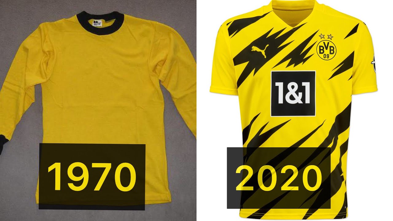 Borussia Dortmund Kit evolution from 1970s - YouTube