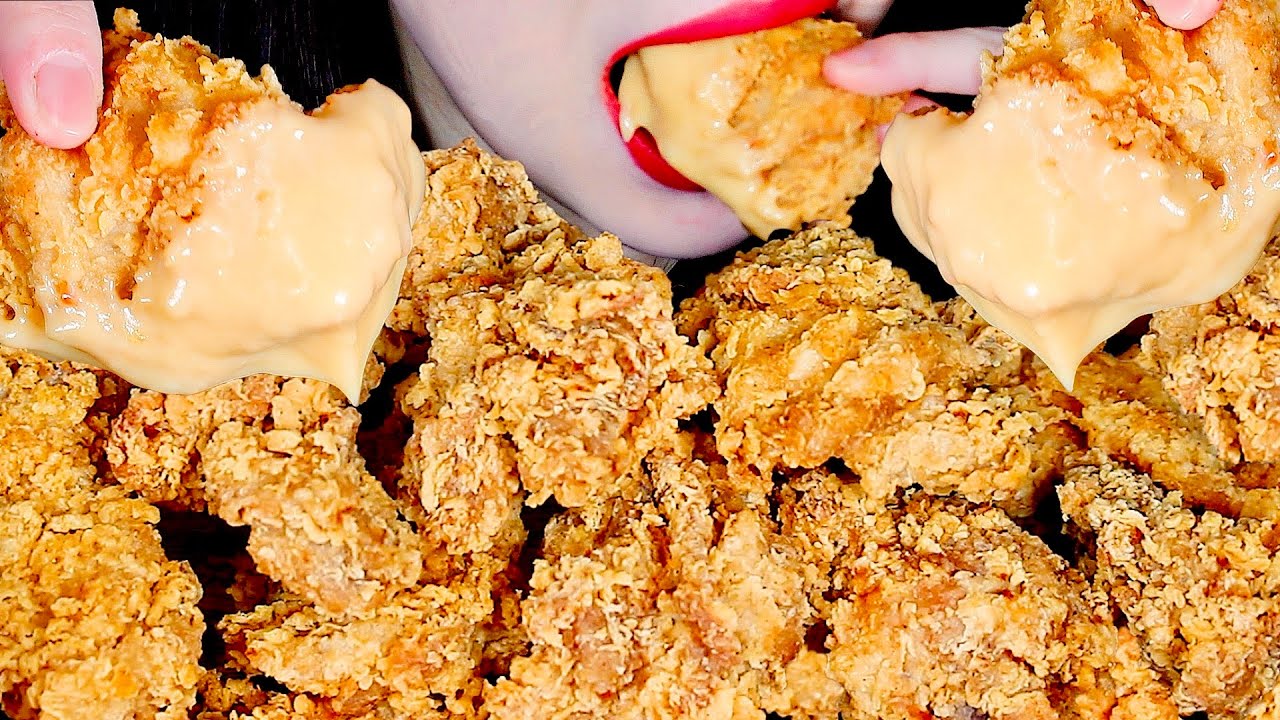 ASMR BONELESS CRUNCHY CHICKEN MUKBANG EATING SOUND NO TALKING - YouTube