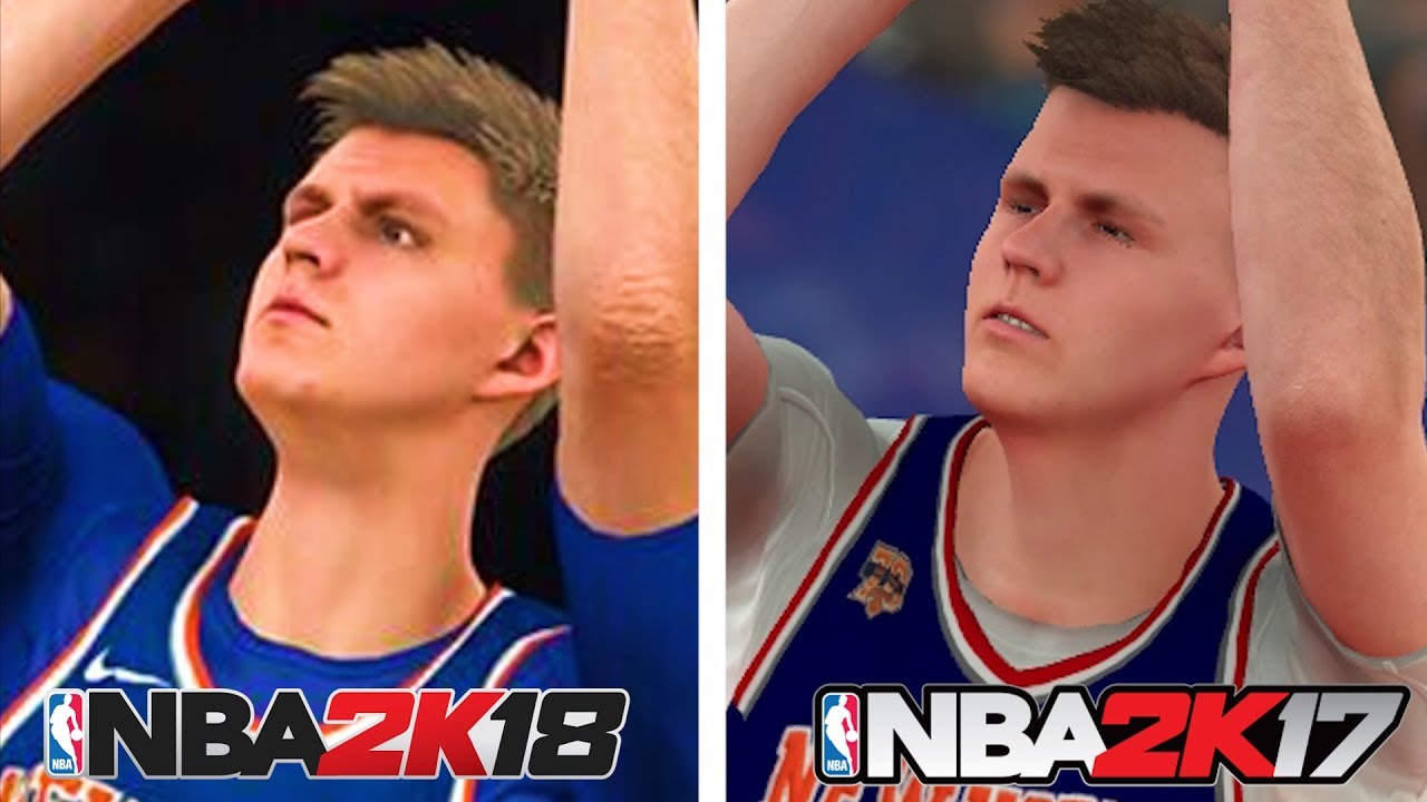 NBA 2K18 Vs NBA 2K17 Kristaps Porzingis Graphics Comparison - YouTube