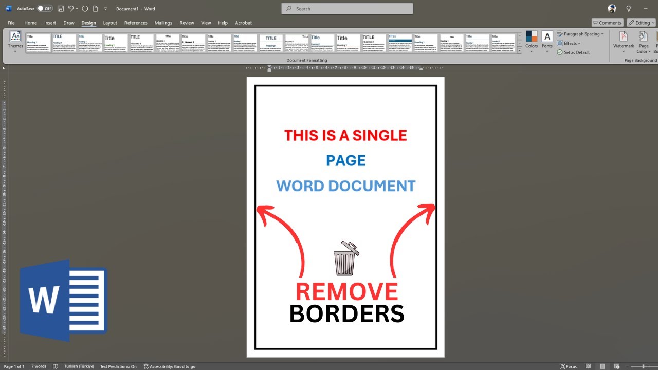 How to Remove page borders in Word Document - YouTube
