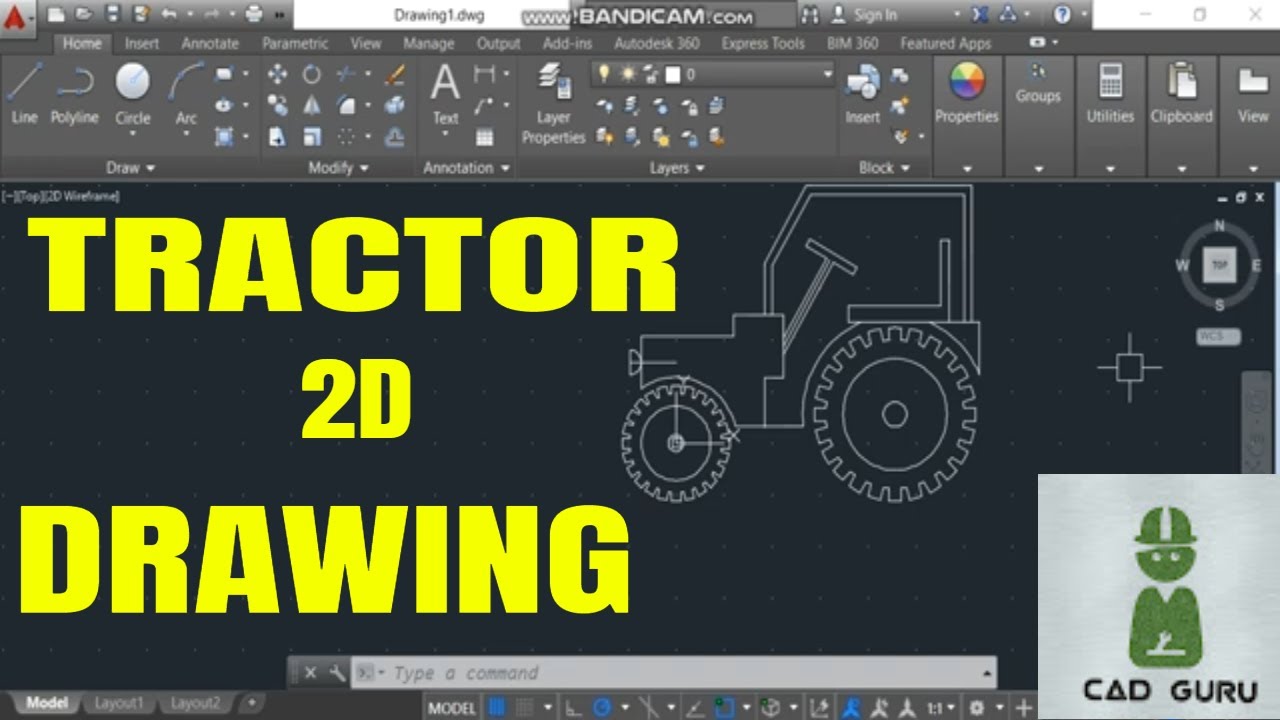 Tractor 2D Drawing - YouTube