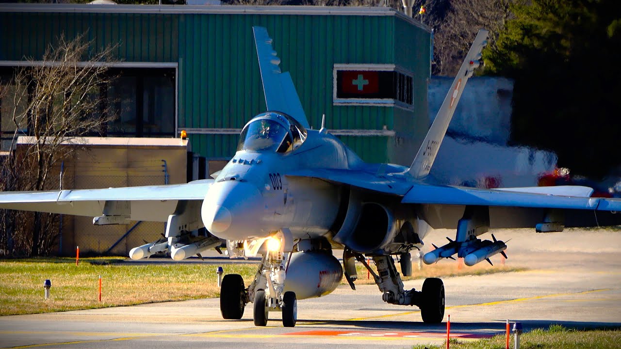Swiss F/A-18 Hornets Beast Mode Full Afterburner Takeoffs During ...