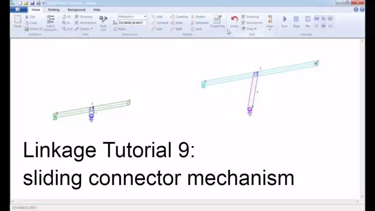 Linkage Tutorial 9| sliding connector mechanism| mô phỏng cơ chế máy ...