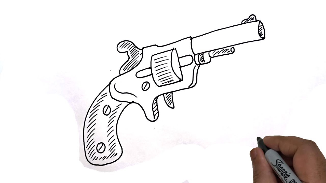 How to draw a Vintage Gun. How to draw a Wild West Gun. - YouTube