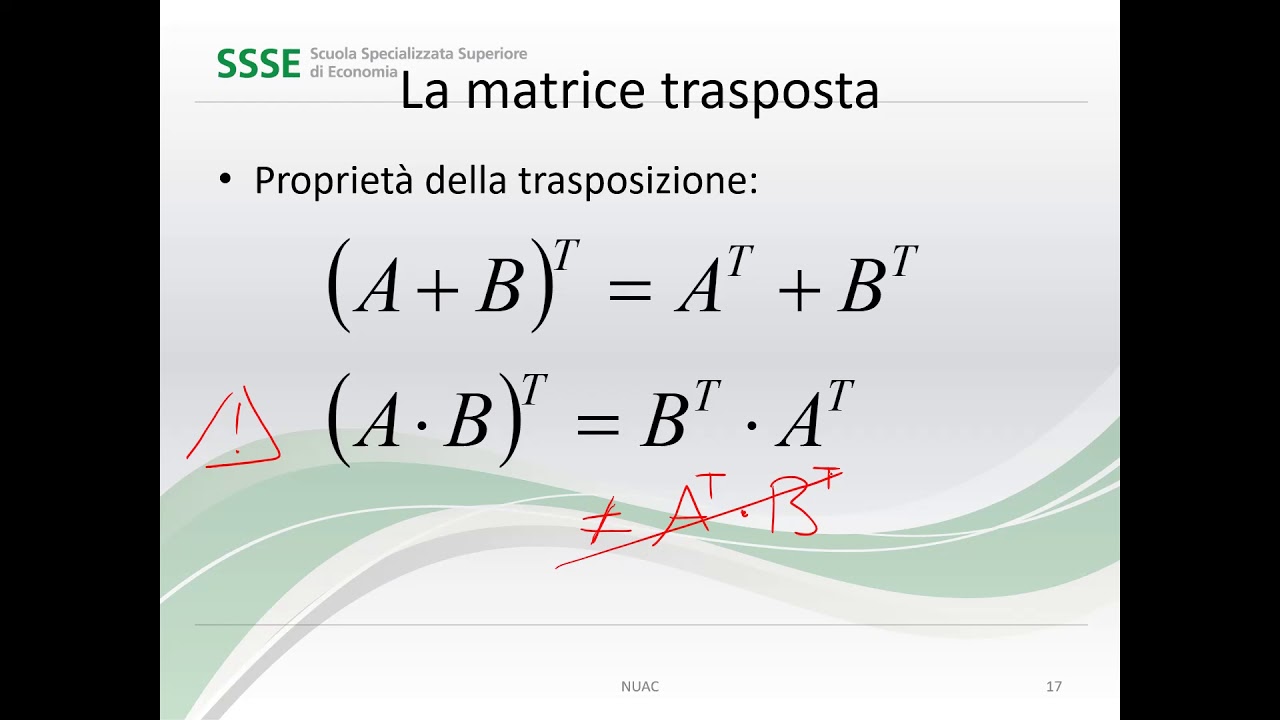 Matrice trasposta - YouTube