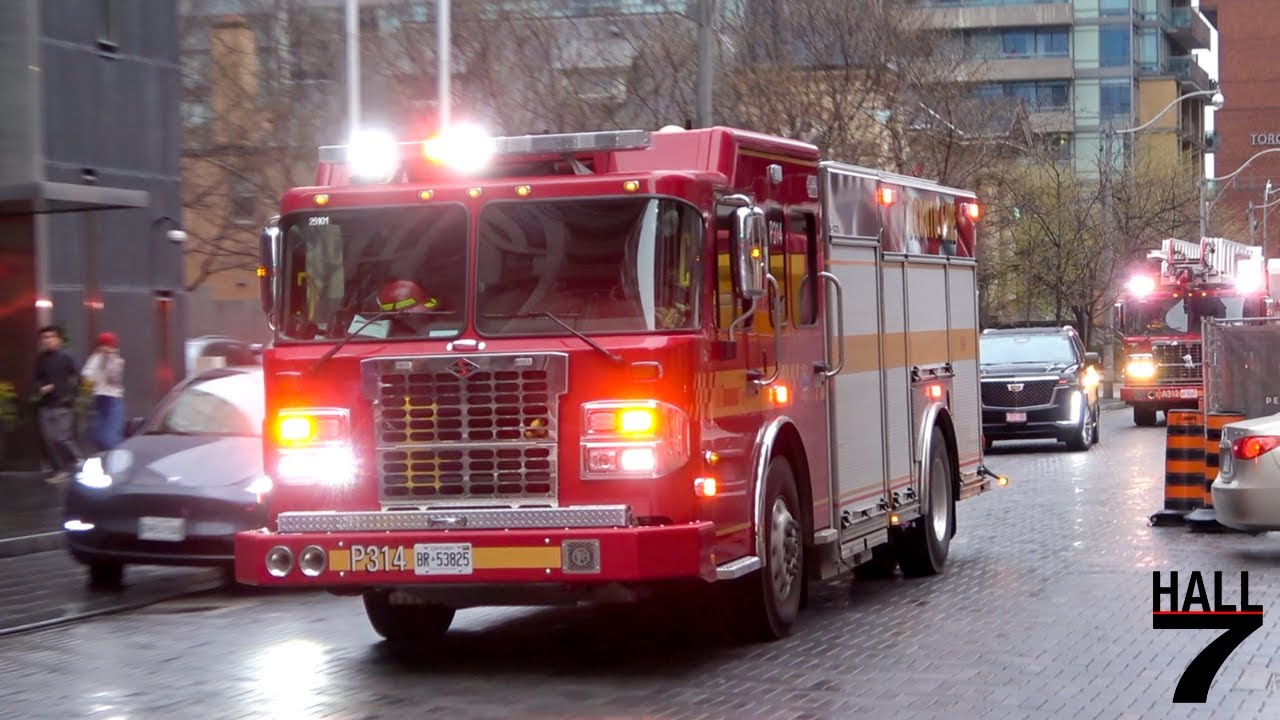 Toronto Fire Services - Pumper 314, Aerial 312, & Chief 31 Responding ...
