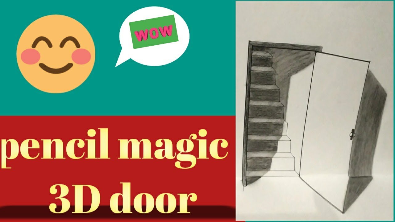 How to draw 3D door, magic art with pencil shading - YouTube