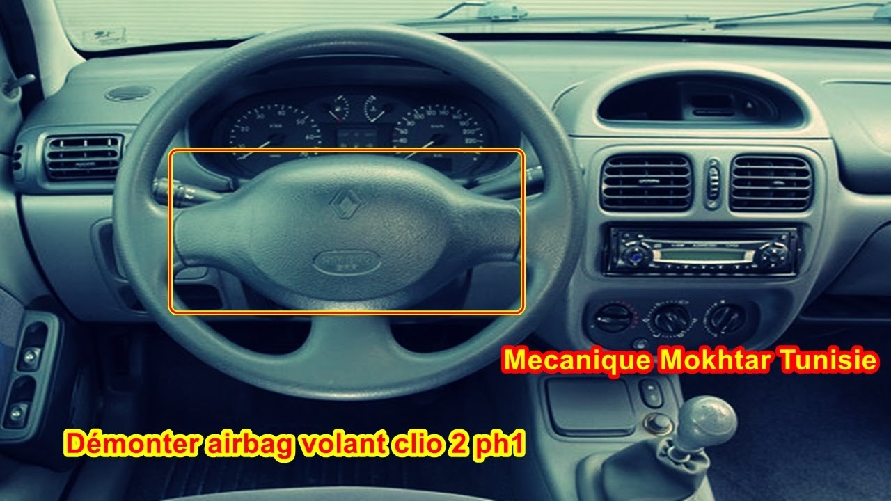 RENAULT CLIO 2 PHASE 1 Démonter AIRBAG VOLANT / إزالة الوسادة الهوائية ...