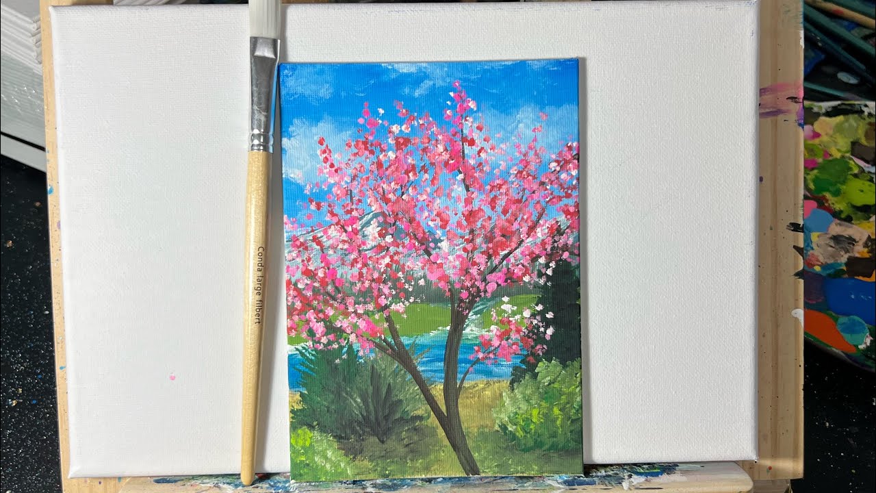 Red Bud Painting How to Paint Acrylic Easy Step by Step Tutorial ...