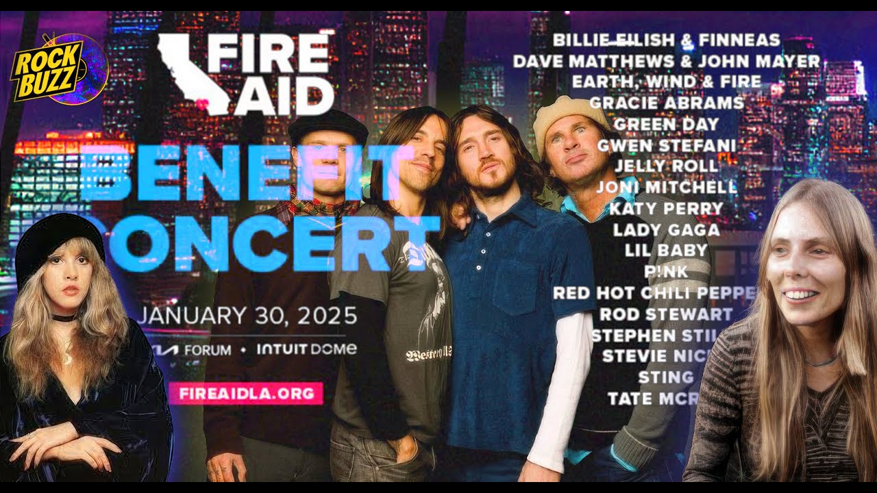 FIRE AID Benefit Concert RHCP Green Day Stevie Nicks Sting Joni ...