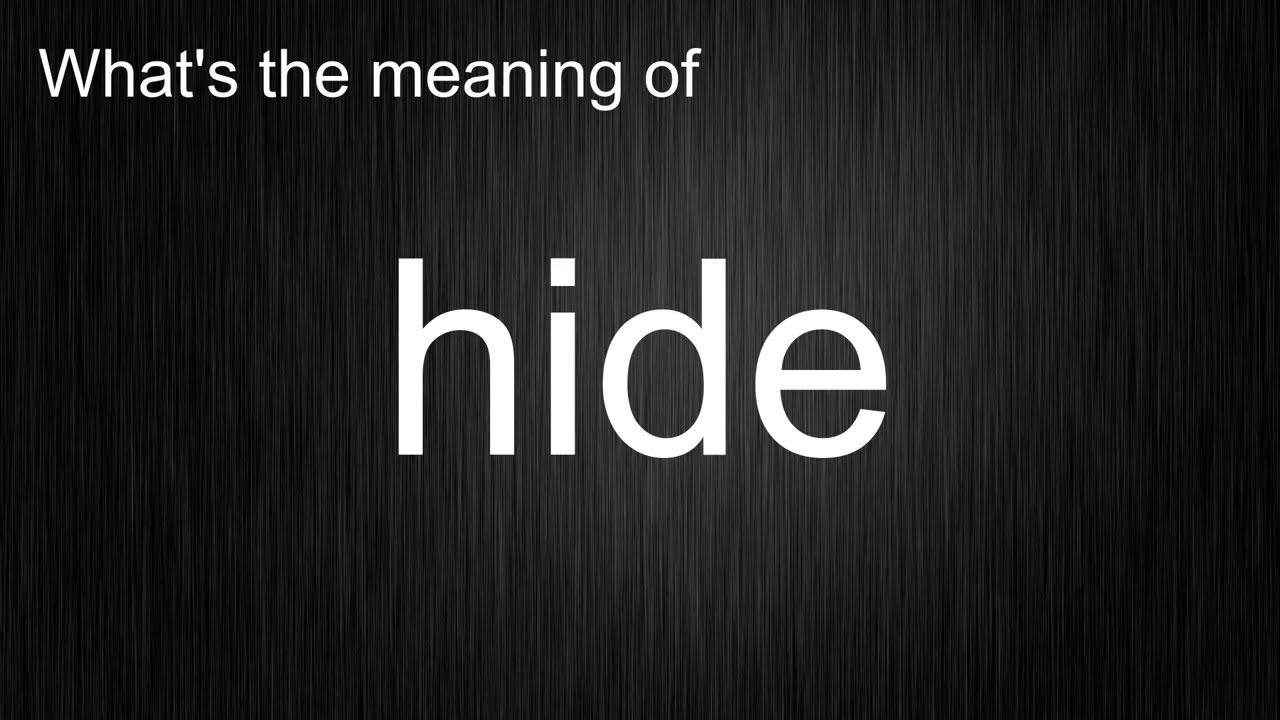 What's the meaning of hide? - YouTube