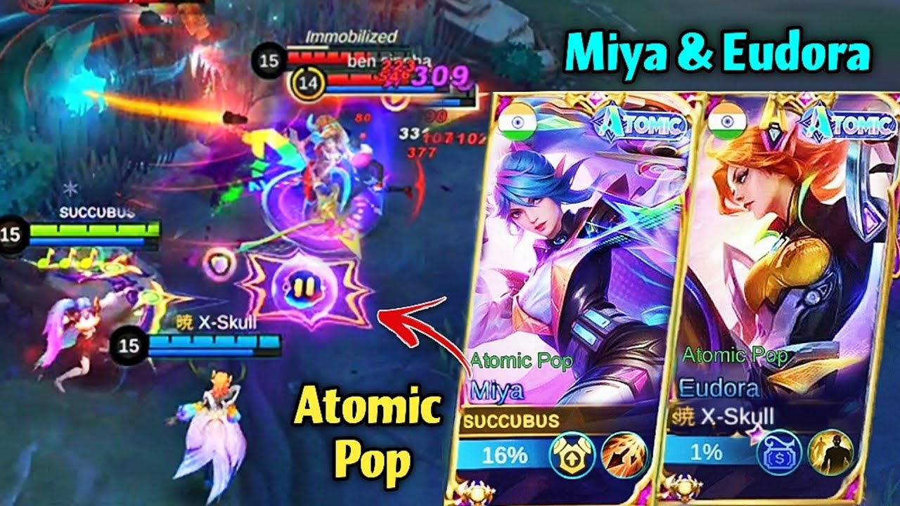 MIYA & EUDORA ATOMIC POP DUO GAMEPLAY!🎵ALLSTAR SKINS MLBB💜🎶🎼 - YouTube