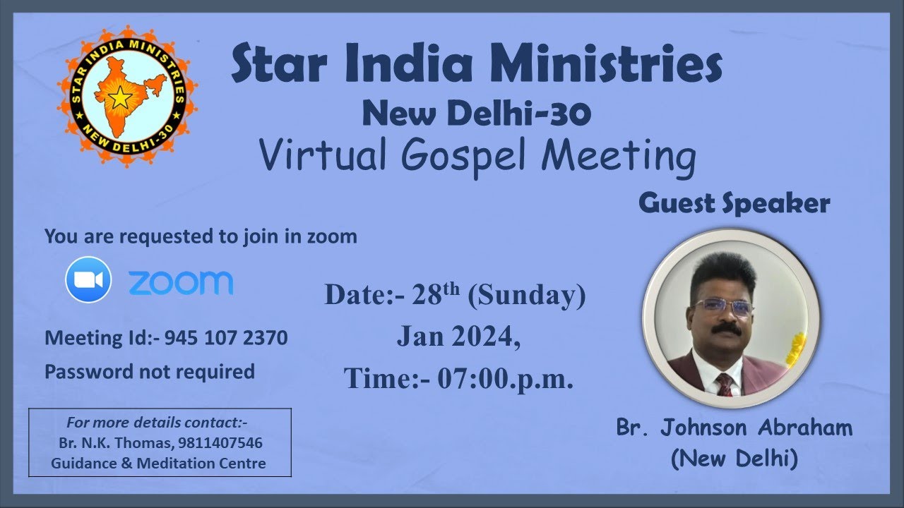 COURTESY : STAR INDIA MINISTRIES NEW DELHI !!! " VIRTUAL GOSPEL MEETING ...