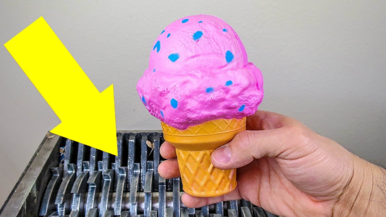 Shredding Squishy Ice Cream! Ice Cream Cones Destroyed! - YouTube
